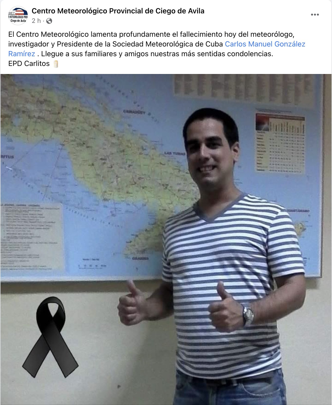 Fallece el joven meteorólogo cubano Carlos Manuel González Ramírez Fallece el joven meteorólogo cubano Carlos Manuel González Ramírez